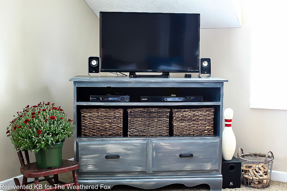 painted-dresser-turned-tv-console - The Weathered Fox